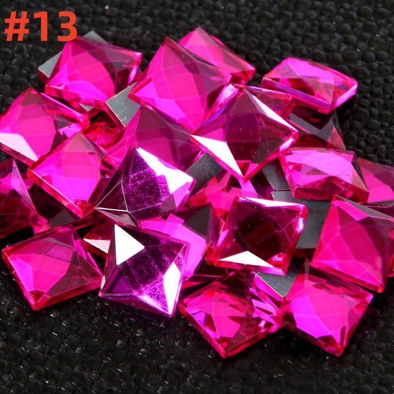 100 Pcs Square Flatback Glass Rhinestones 3mm–14mm, 15 Colors Crystal ...