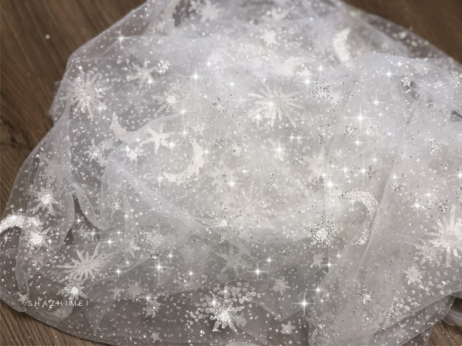 Width 59.05'' Ivory Lace Fabricstar and Moon Lace | Etsy