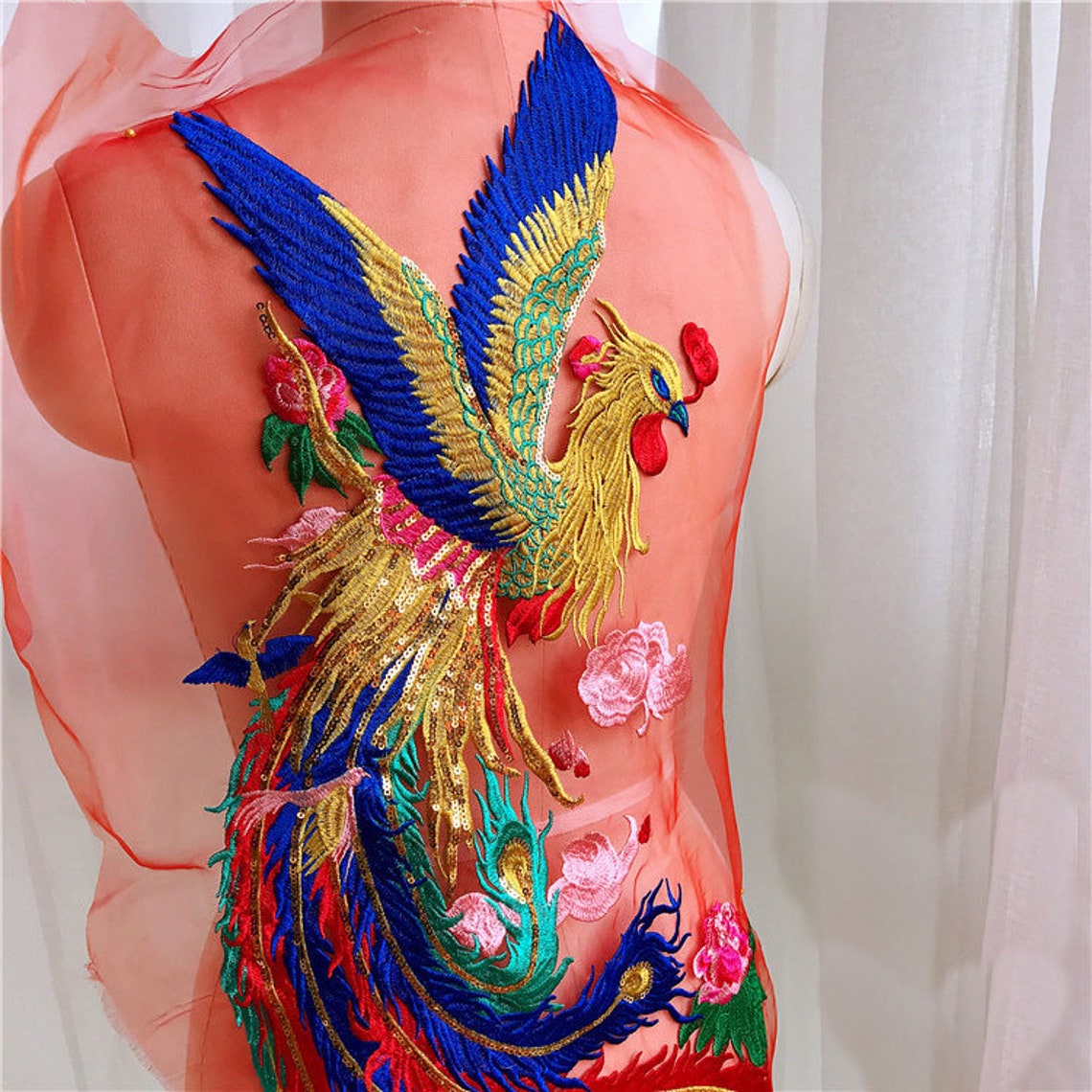 1 Pcs/1 Pair Phoenix Pattern Lace Appliquesembroidered - Etsy