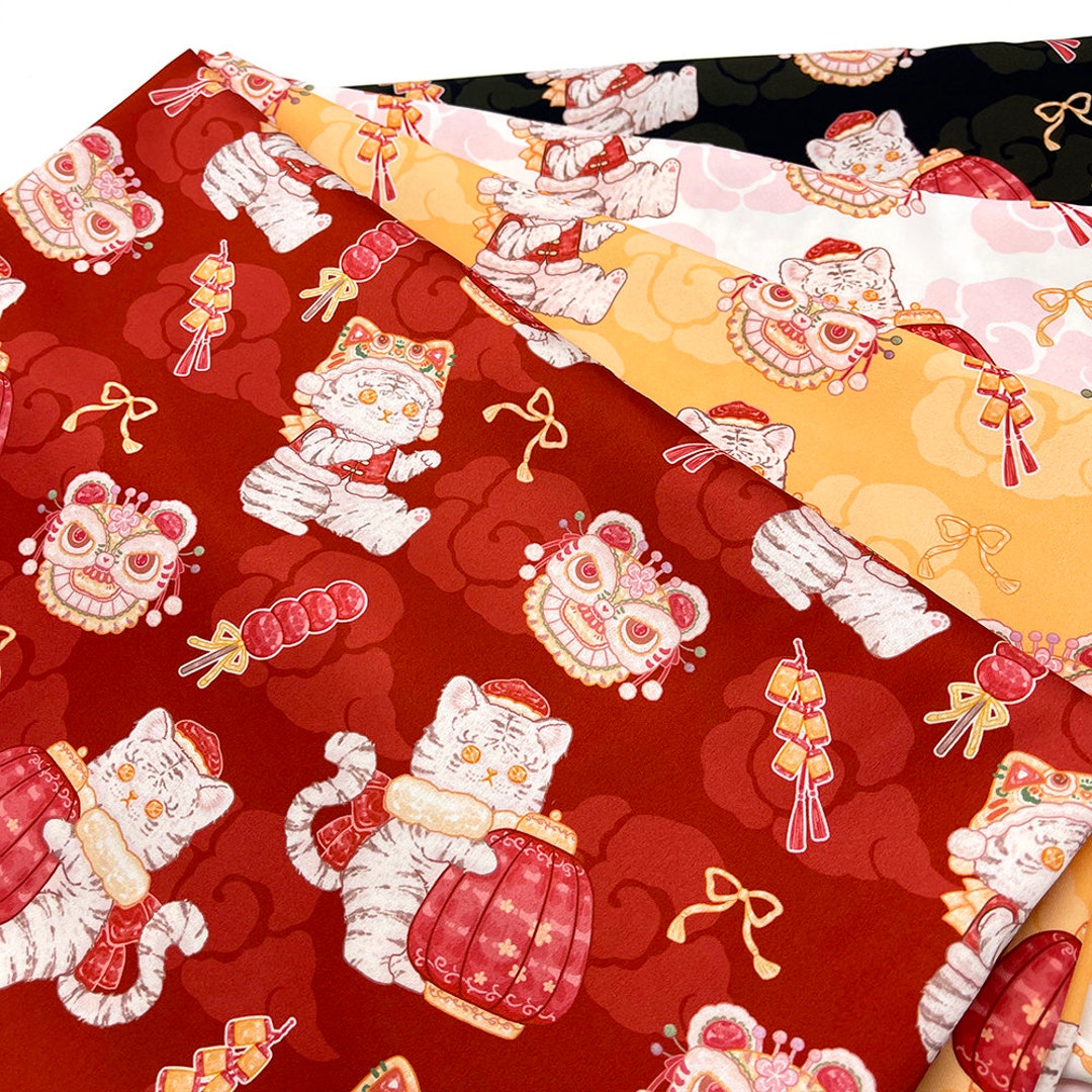 50cmx150cm schöner Tiger Stoff, 4 Farben Chinese New Year Lolita Stoff ...