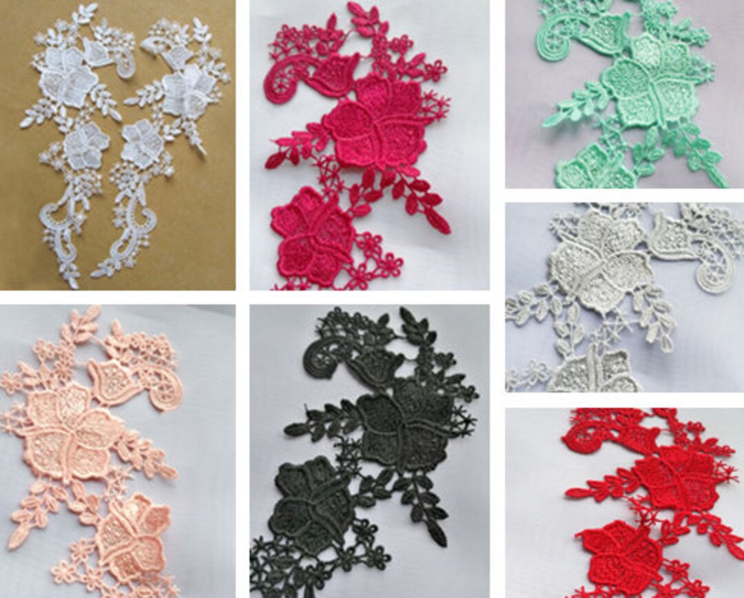 1 Pair Multi-color Alencon Lace Appliques,embroidered Flowers,patches ...
