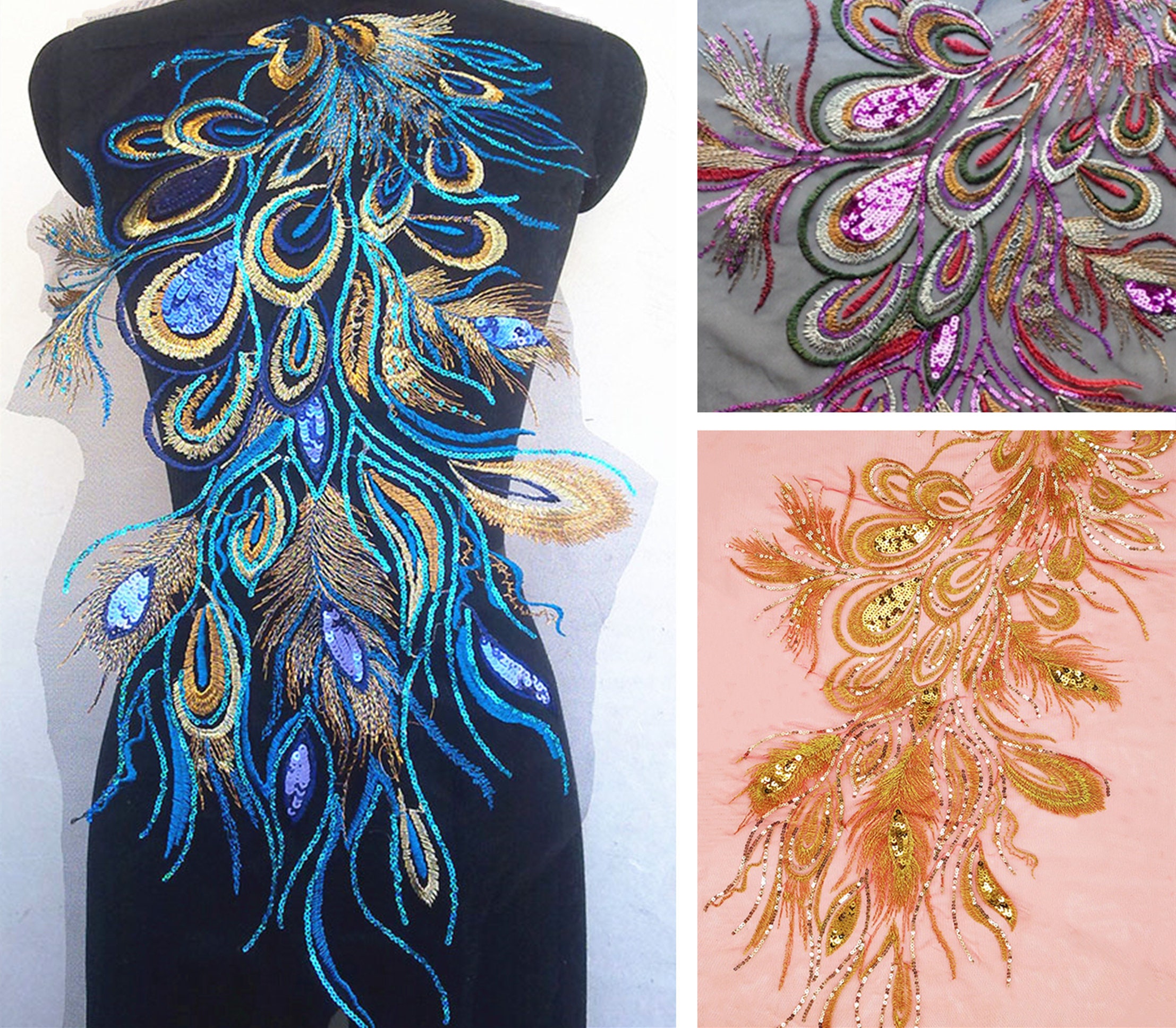 Big Embroidered Sequins Appliques,embroidered Flowers,sew-on Patches ...