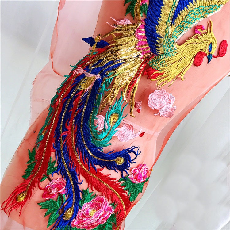 1 Pcs/1 pair Phoenix pattern Lace AppliquesEmbroidered | Etsy