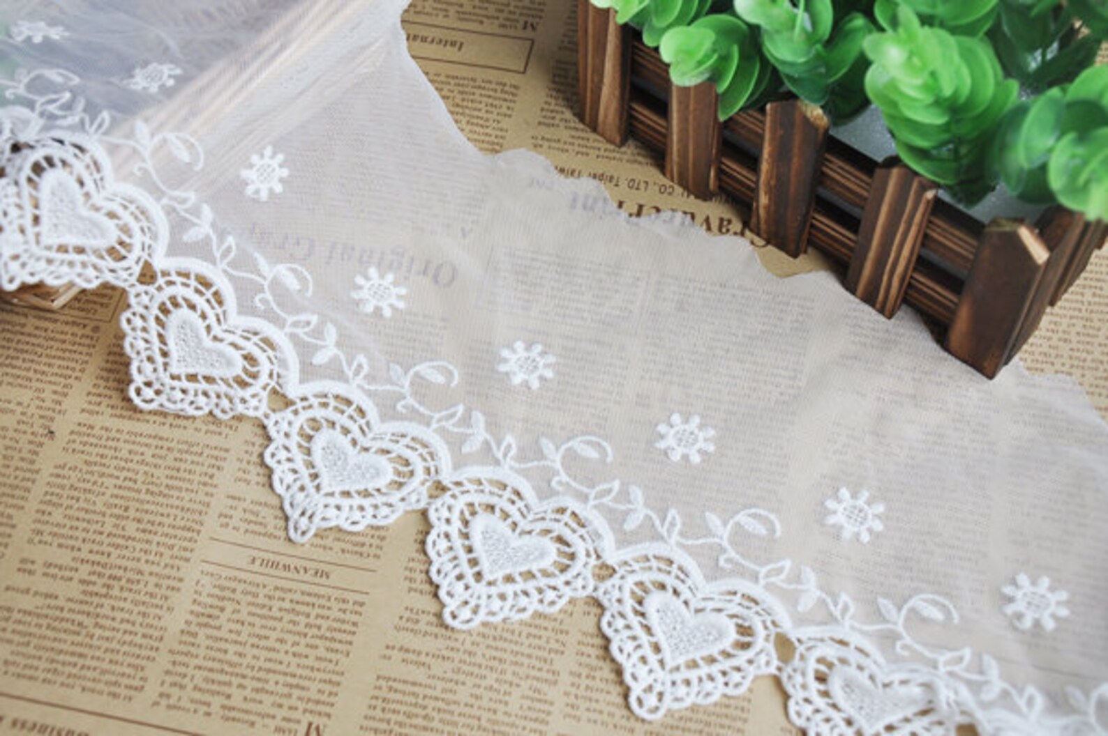 Width 5.9 Inches Milk White Tulle Lace Trim,flowers Embroidered Lace ...
