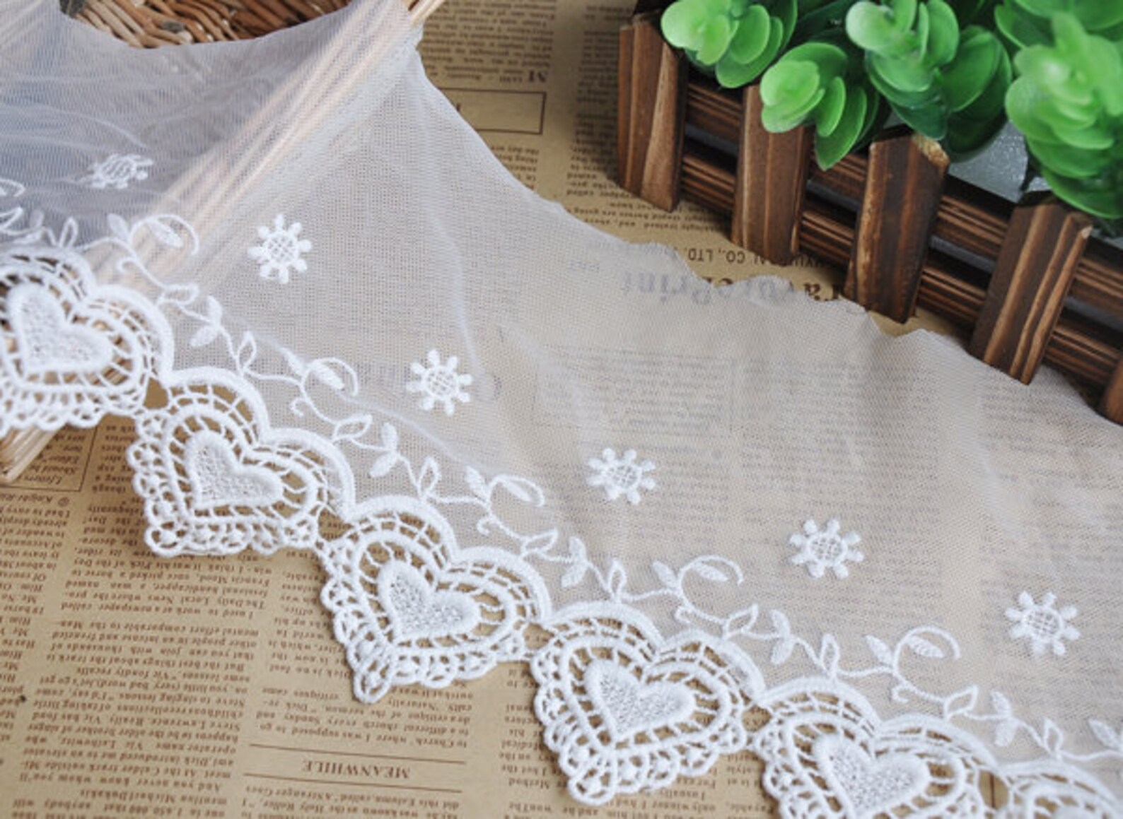 Width 5.9 Inches Milk White Tulle Lace Trimflowers | Etsy