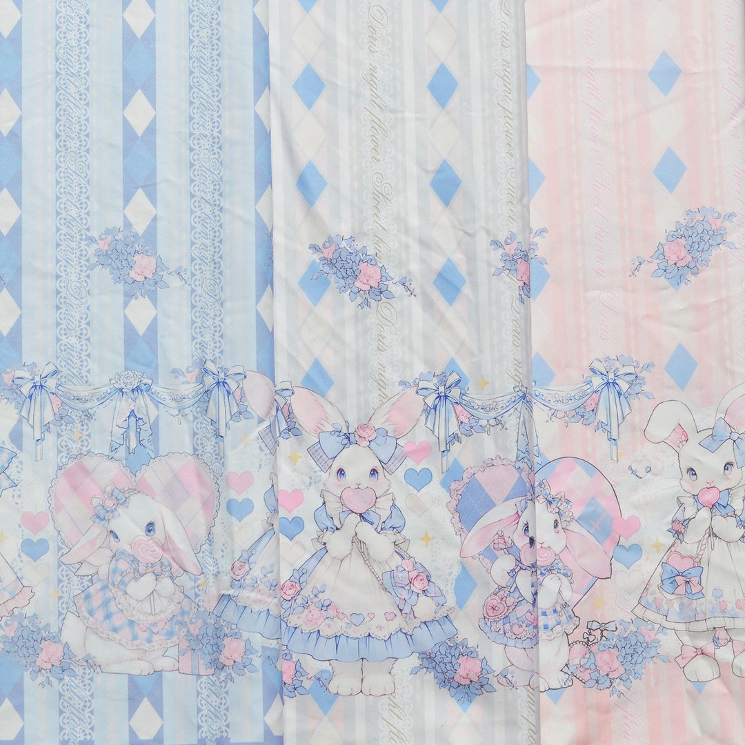 50cmx145cm Lovely Ribbit Fabric,3 Colors Double Edge Lolita Fabric,for ...