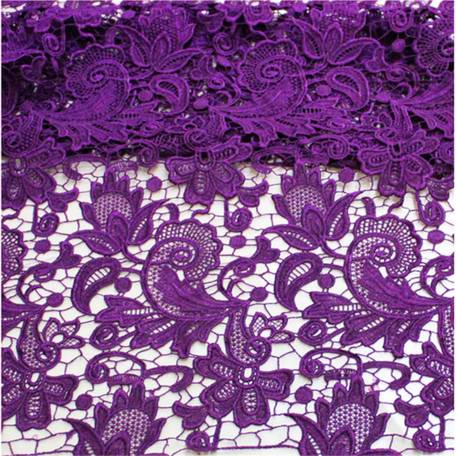 1 Yard Width 47.24 inches purple lace fabricembroidered | Etsy
