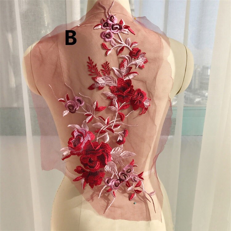 Floral Embroidered Appliques 9 Colors Embroidered - Etsy