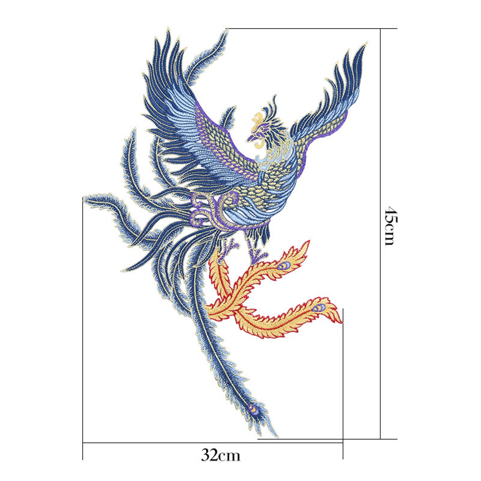 1 Pcs Phoenix Pattern Lace Appliquesembroidered - Etsy