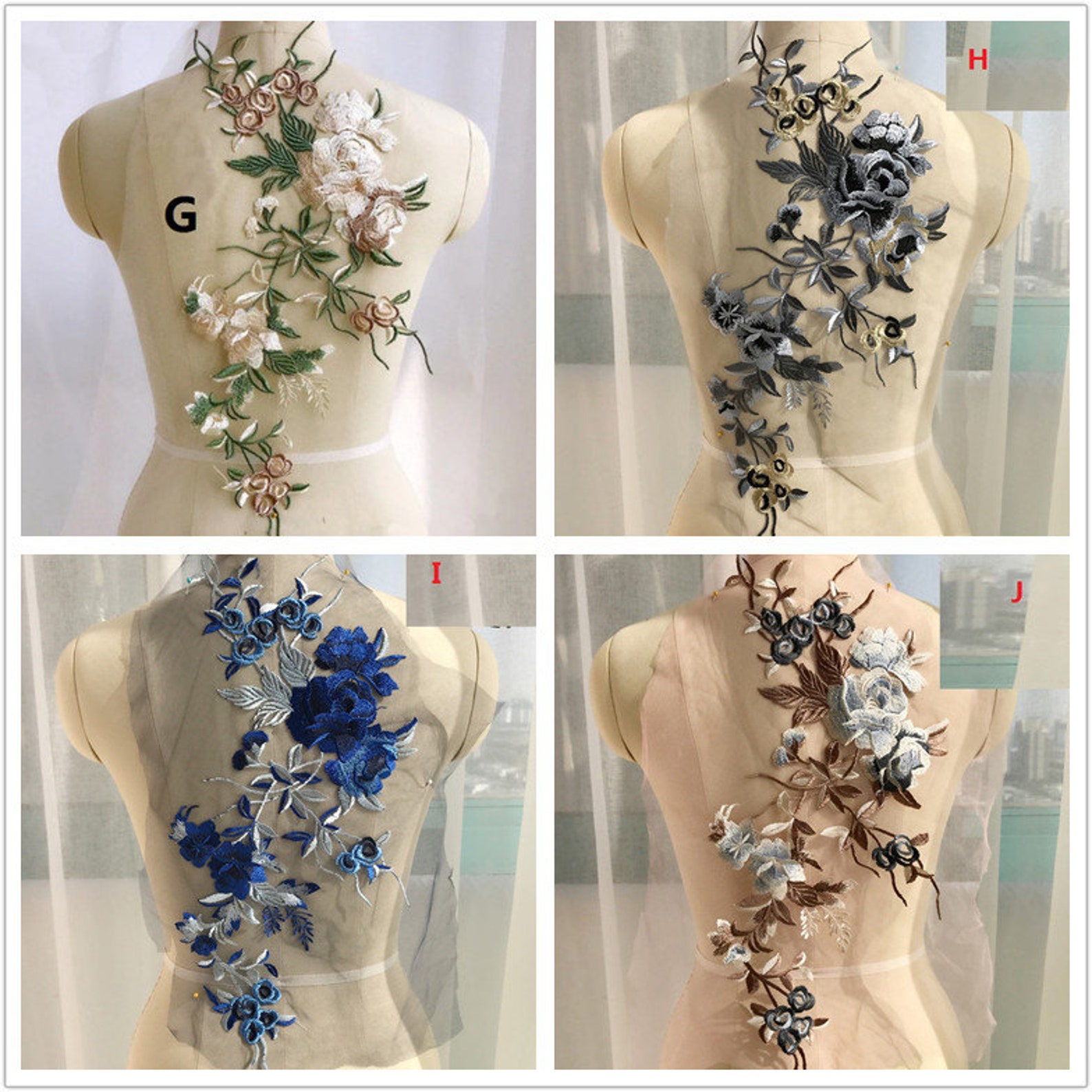 Big Size Floral Embroidered Appliques 5 Colors Embroidery - Etsy