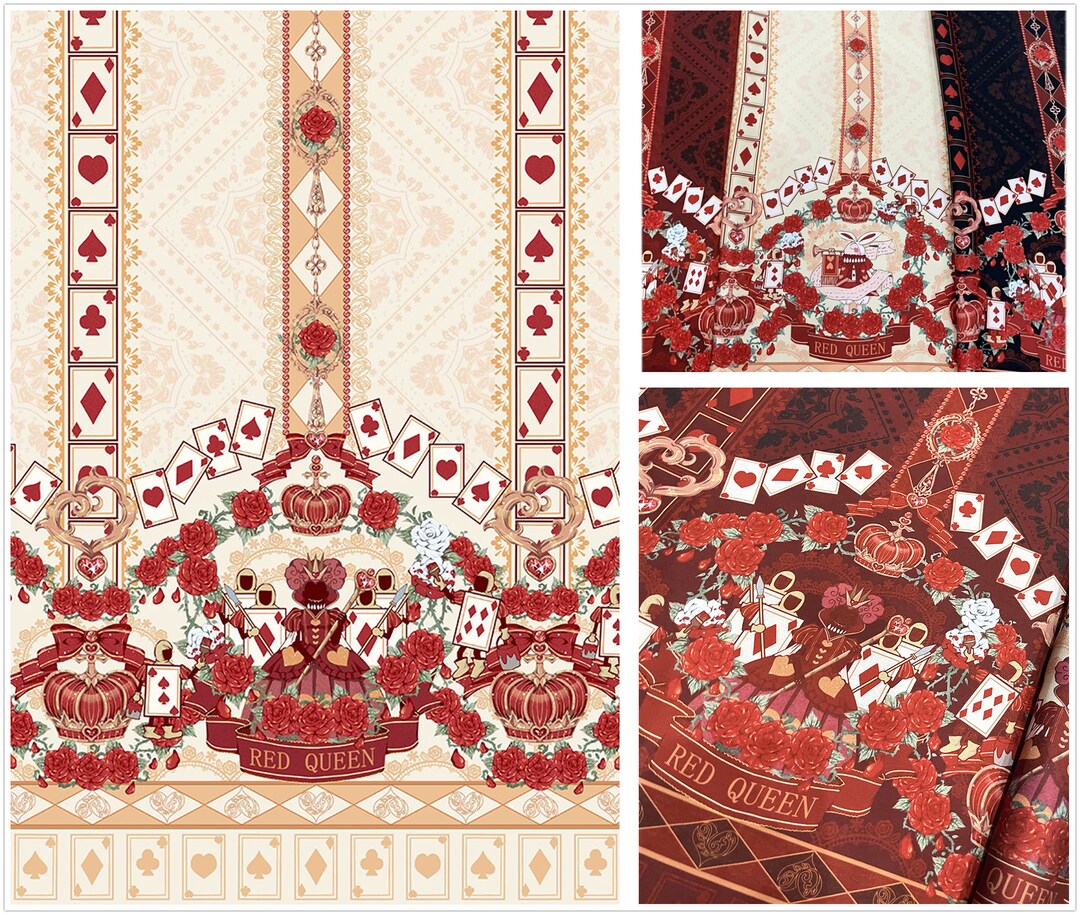 Width 145cm Red Queen Fabric,3 Colors Double Edge Lolita Fabric,for DIY ...