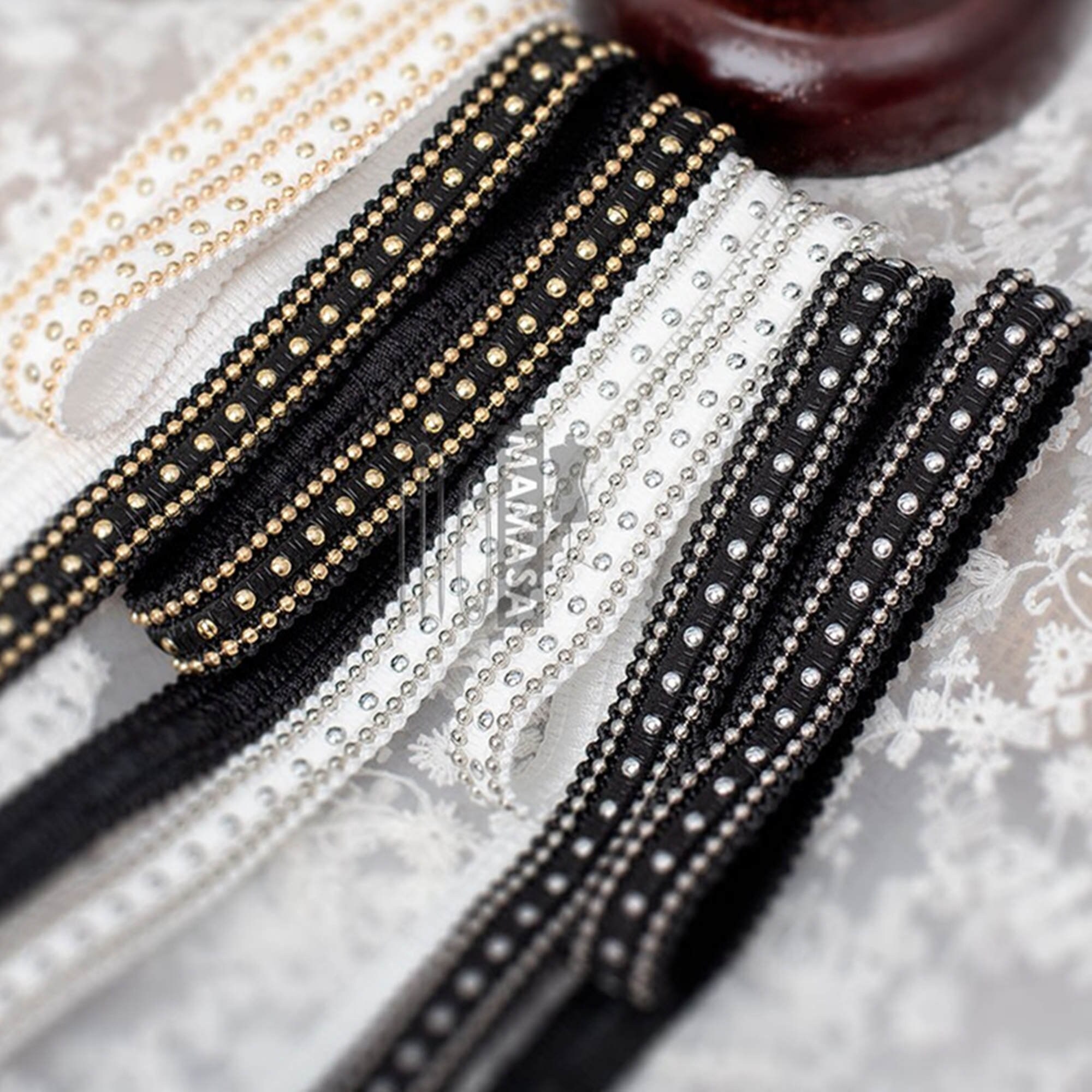Width 0.59 Inches Metal Beaded Lace Trim,beaded Lace,pearl Lace for DIY ...