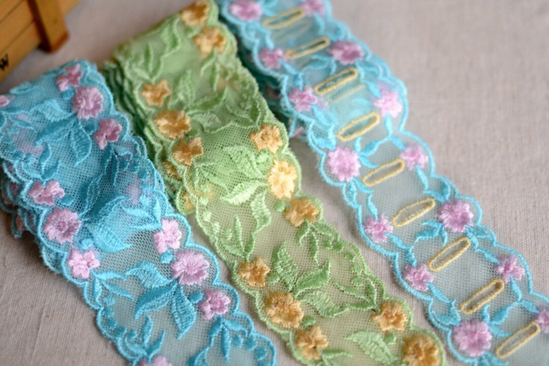 1 Yards Width 1.57 Inches Lace Trim,flowers Embroidered Lace,floral ...