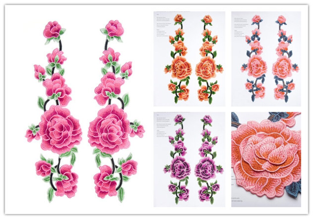 Lace Appliques,embroidered Lotus Flower,4 Colors Patches for Wedding ...