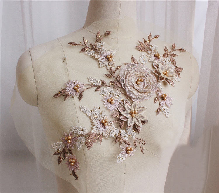 Embroidered Appliques,4 Colors Embroidered Flower Patches for Dress DIY ...