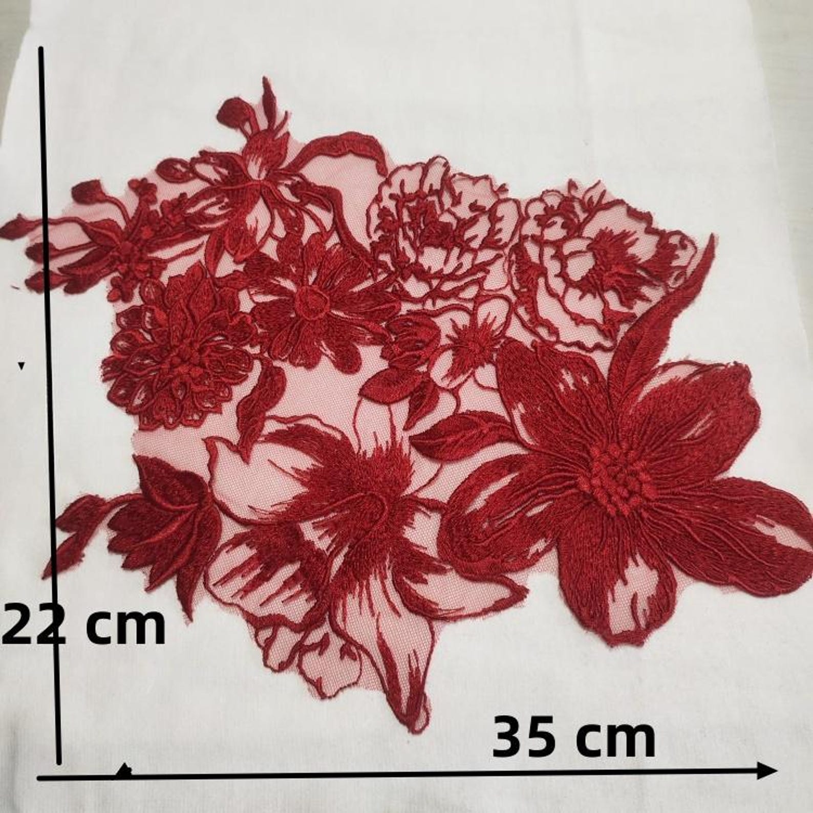 1 Piece Red Flower Lace Appliques,embroidered Flowers,patches for ...