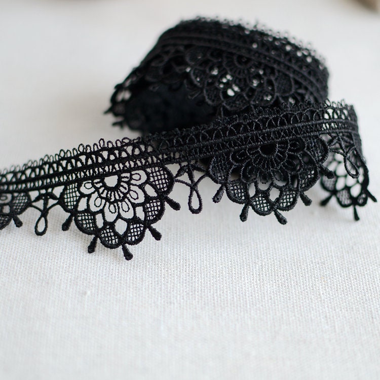 Width 1.37 Inches Ivory/black Lace Trim Embroidered Lace Trim | Etsy