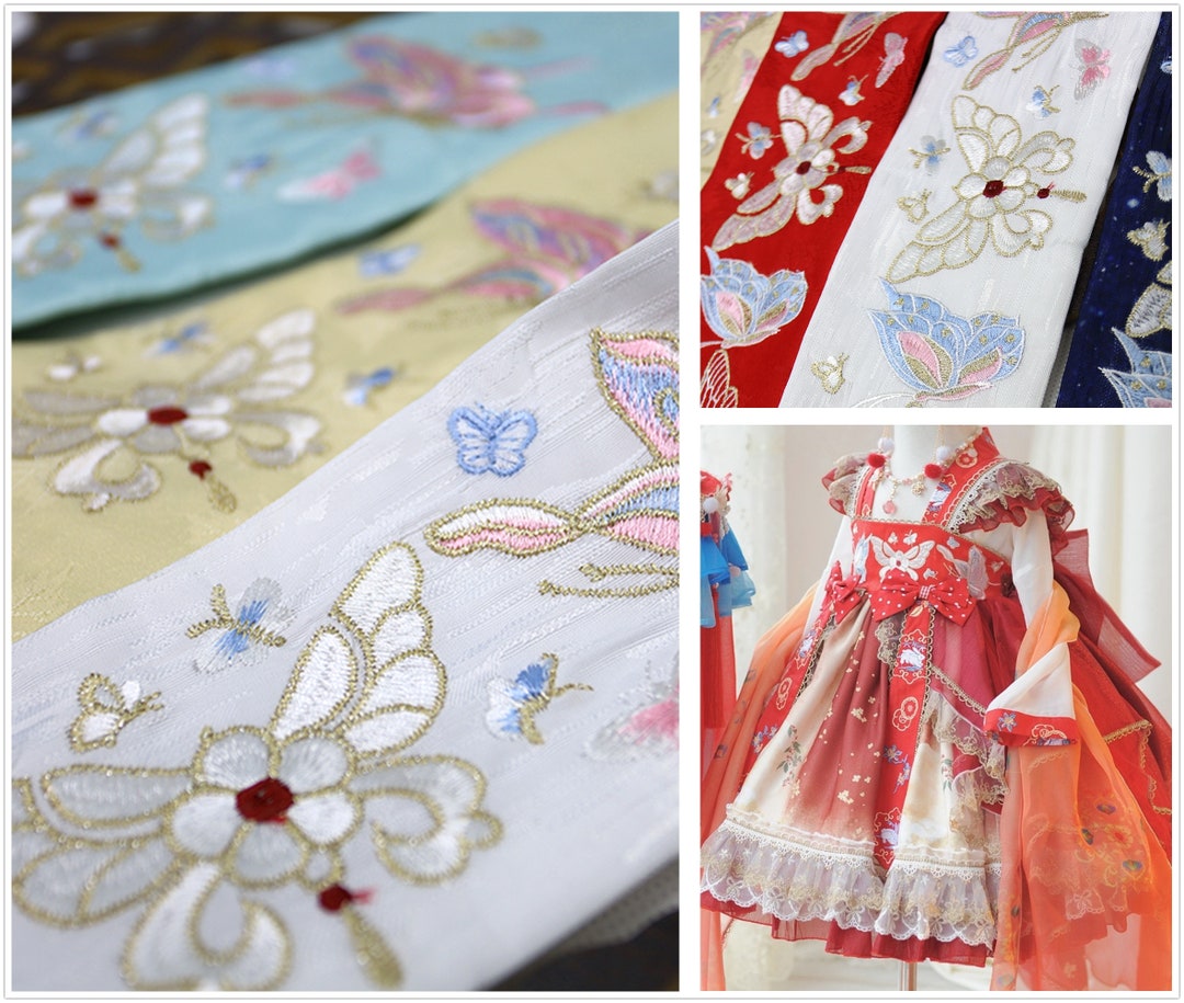 Embroidery Butterfly Hanfu Jacquard Collar Cuff Decorative - Etsy