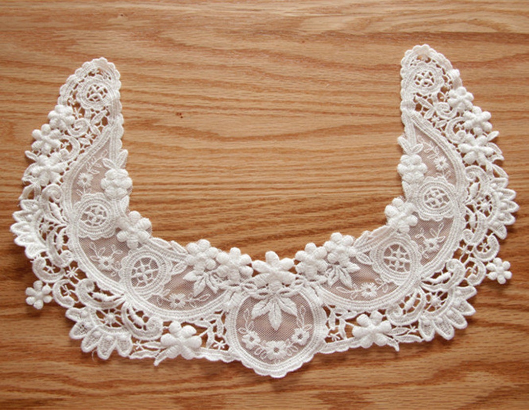 Venice Cotton Lace Collar Appliques,ivory Floral Emboridered Collar 1 ...