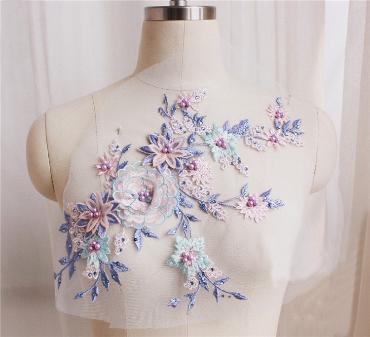 Embroidered Appliques4 Colors Embroidered Flower Patches for - Etsy