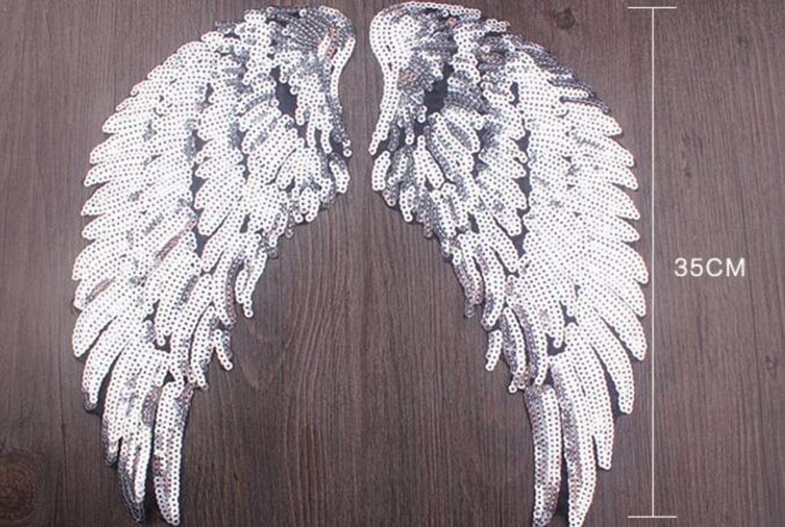 1 Pair Gold/silver Wings Embroidered Sequence | Etsy