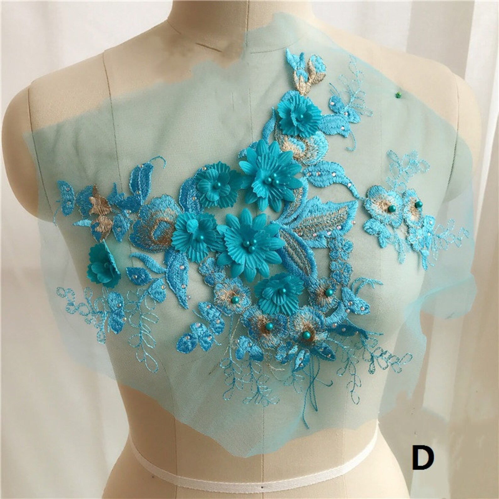 Floral Embroidered Lace Appliques With Sequins Embroidered | Etsy