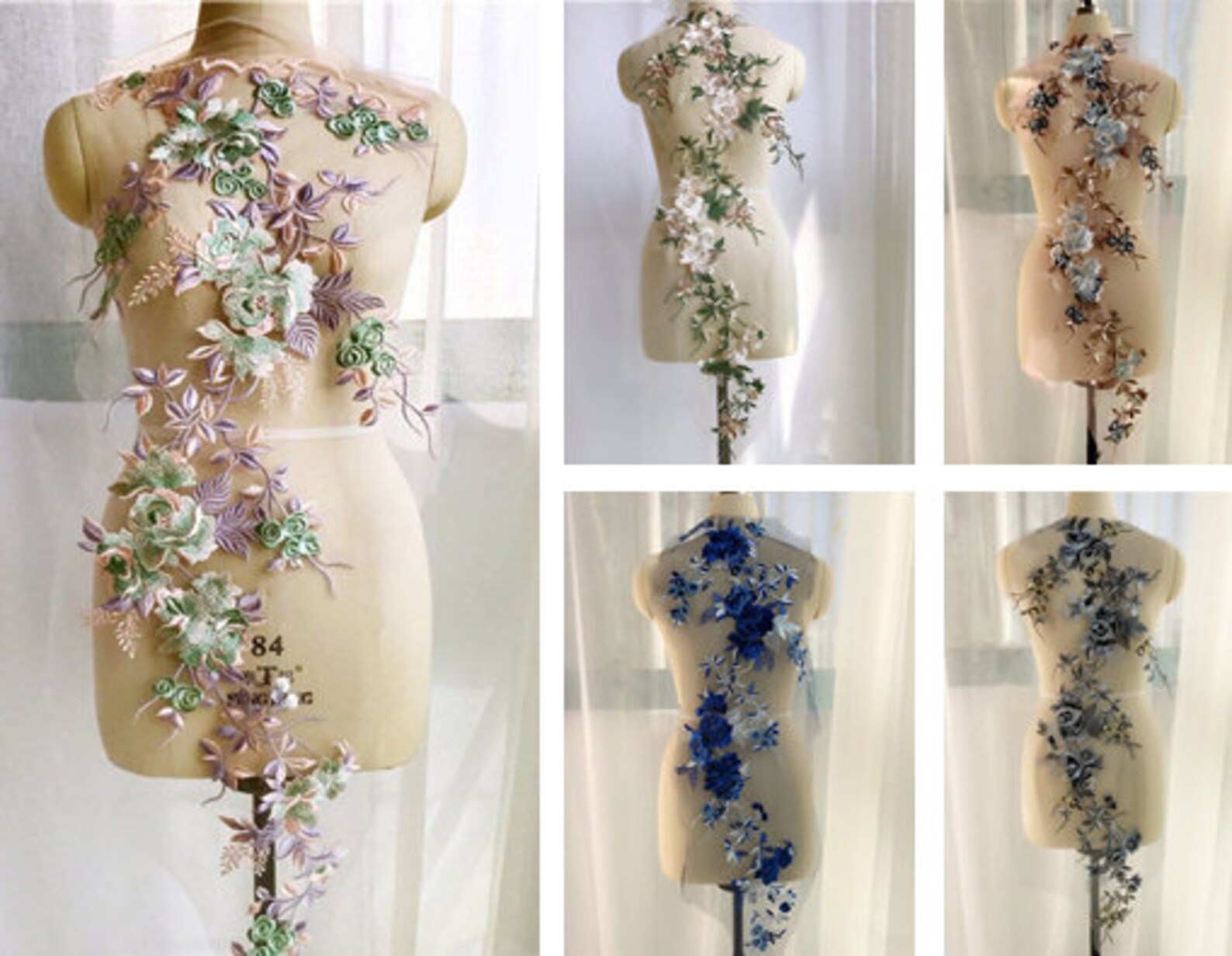 Big Size Floral Embroidered Appliques 5 Colors Embroidery - Etsy