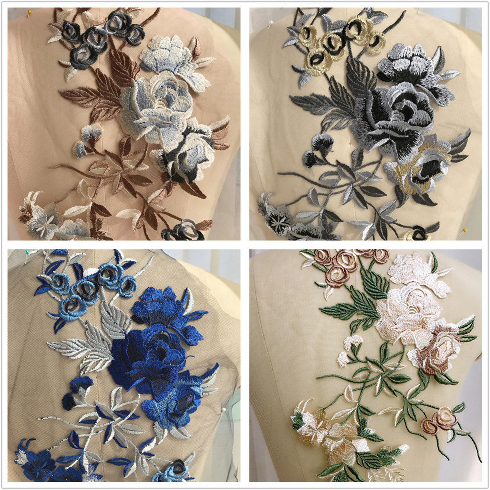 Big Size Floral Embroidered Appliques 5 Colors Embroidery - Etsy