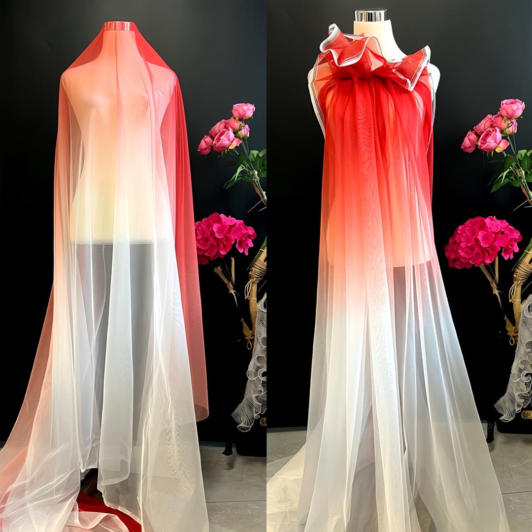 0.5 Meter Gradient Sheer Tulle Fabric - Soft Transparent - Ideal for ...