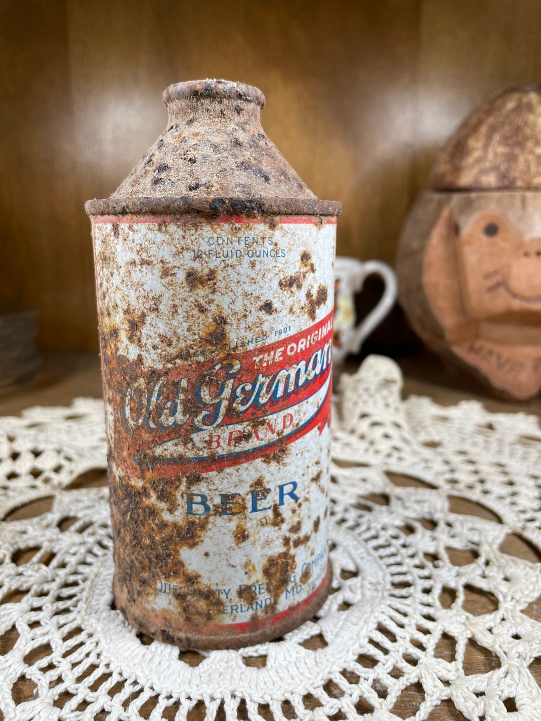 Vintage Old German Cone Top Beer Can Rusty 1930s Breweriana Memorabilia ...