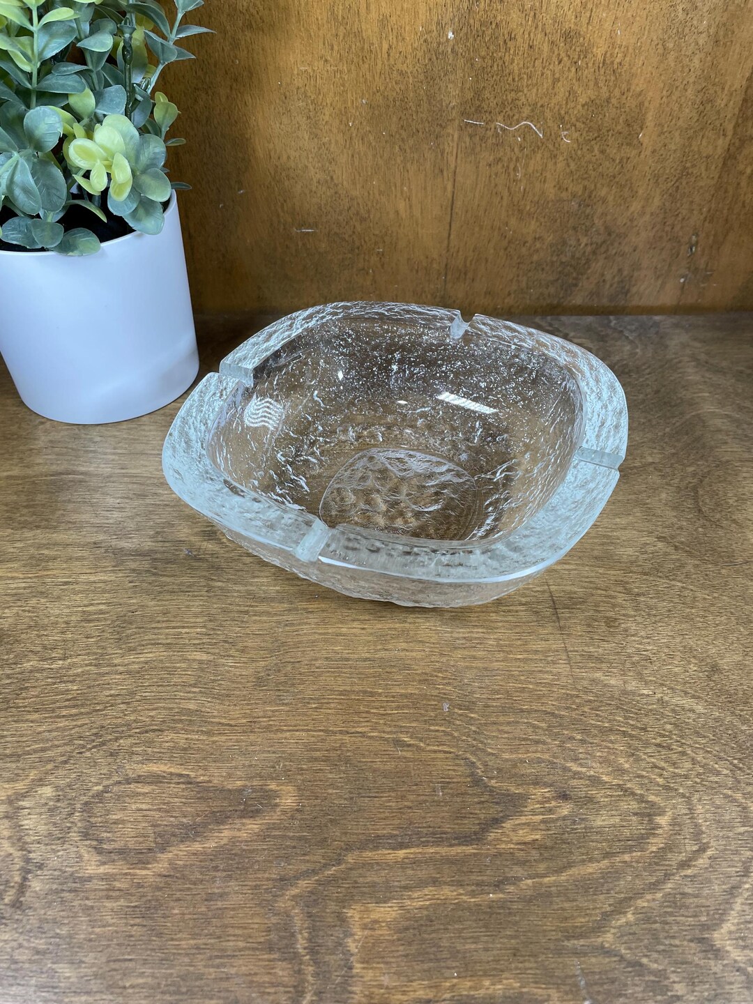 Large Vintage Clear Glass Ashtray Heavy Rough Texture - Etsy