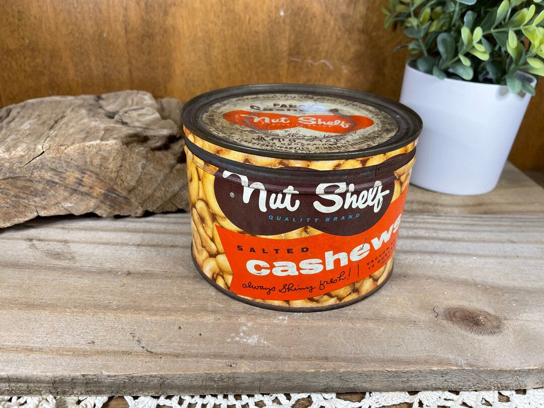 Vintage Nut Shelf Cashews Nuts Tin Can Collectible Canister - Etsy