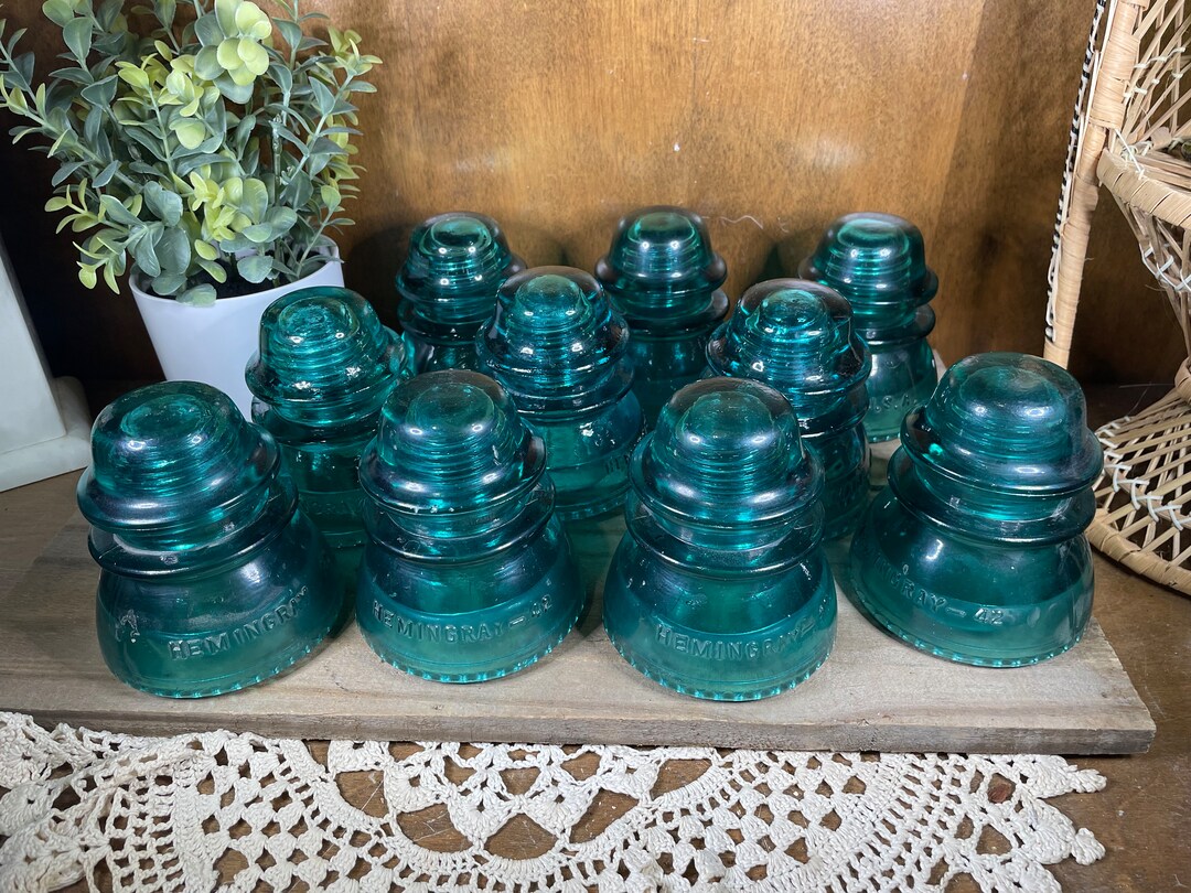 Vintage Blue Teal Glass Hemingray Insulator, Made in USA SOLD ...