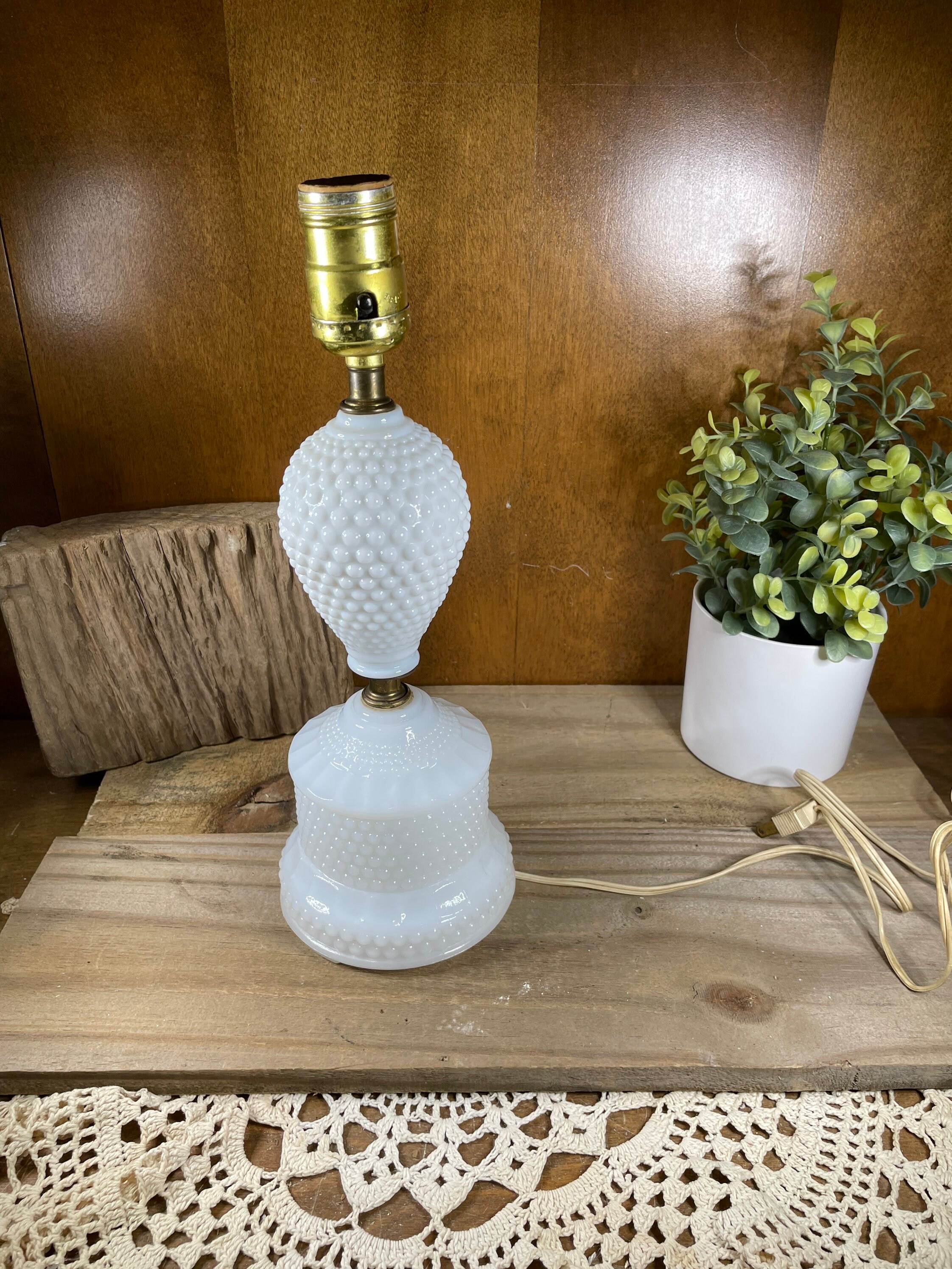 Vintage Milk Glass Lamp Hobnail Dresser Vanity Boudoir Mantle Etsy