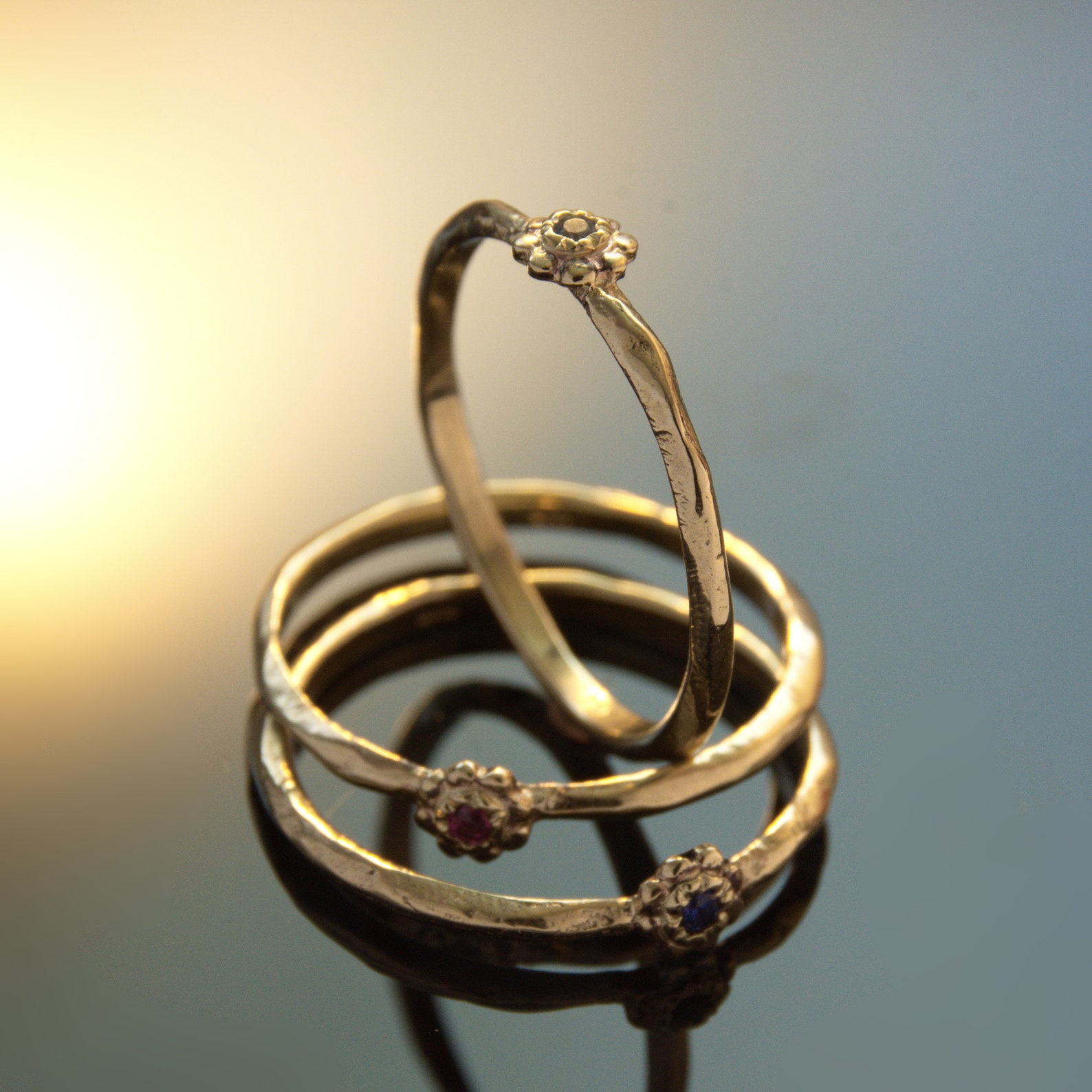 Gold Skinny ring with Gemstone | Etsy