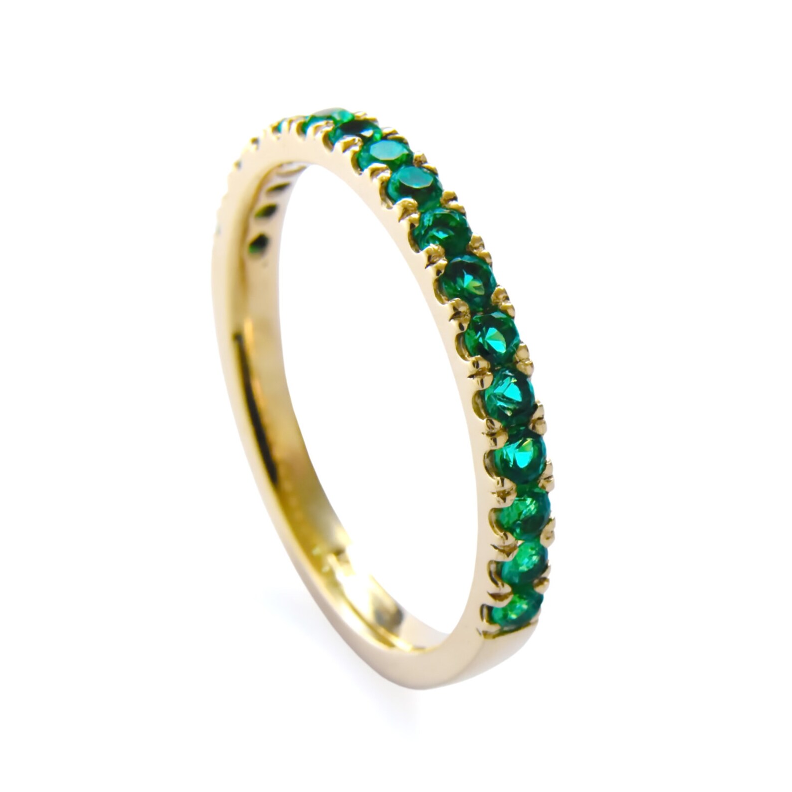 Gold and Emerald Stackable Ring - Etsy