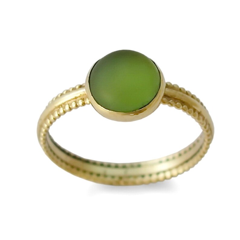 Gold Ring With Round Green Quartz - Etsy