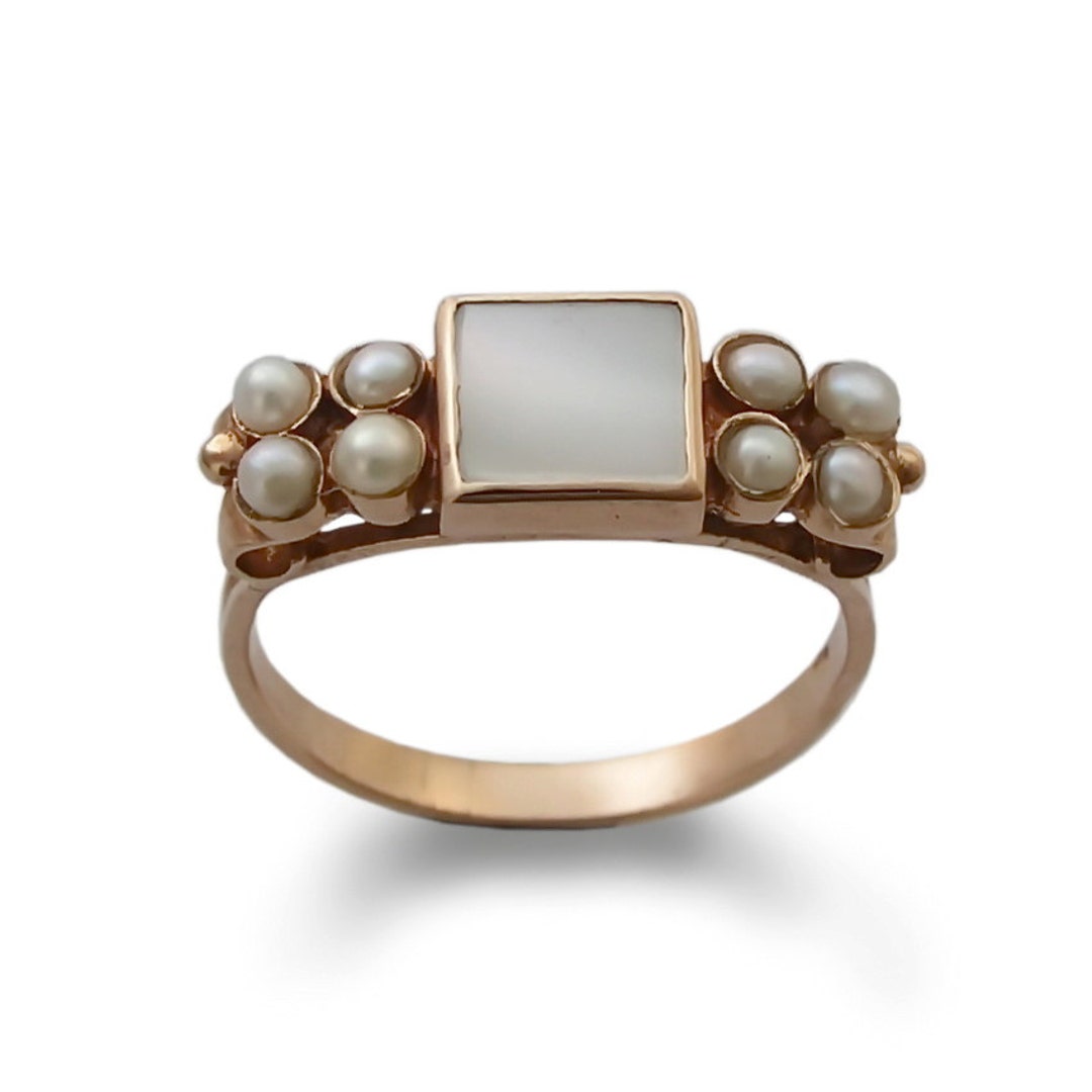 Square Pearl Gold Ring - Etsy
