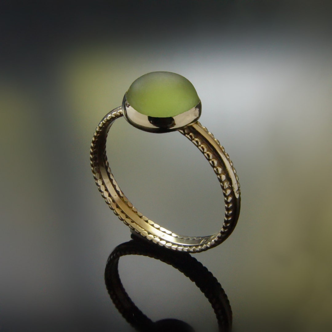 Gold Ring With Round Green Quartz - Etsy