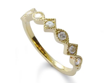 Dainty White Gold Ring With Topaz | Etsy