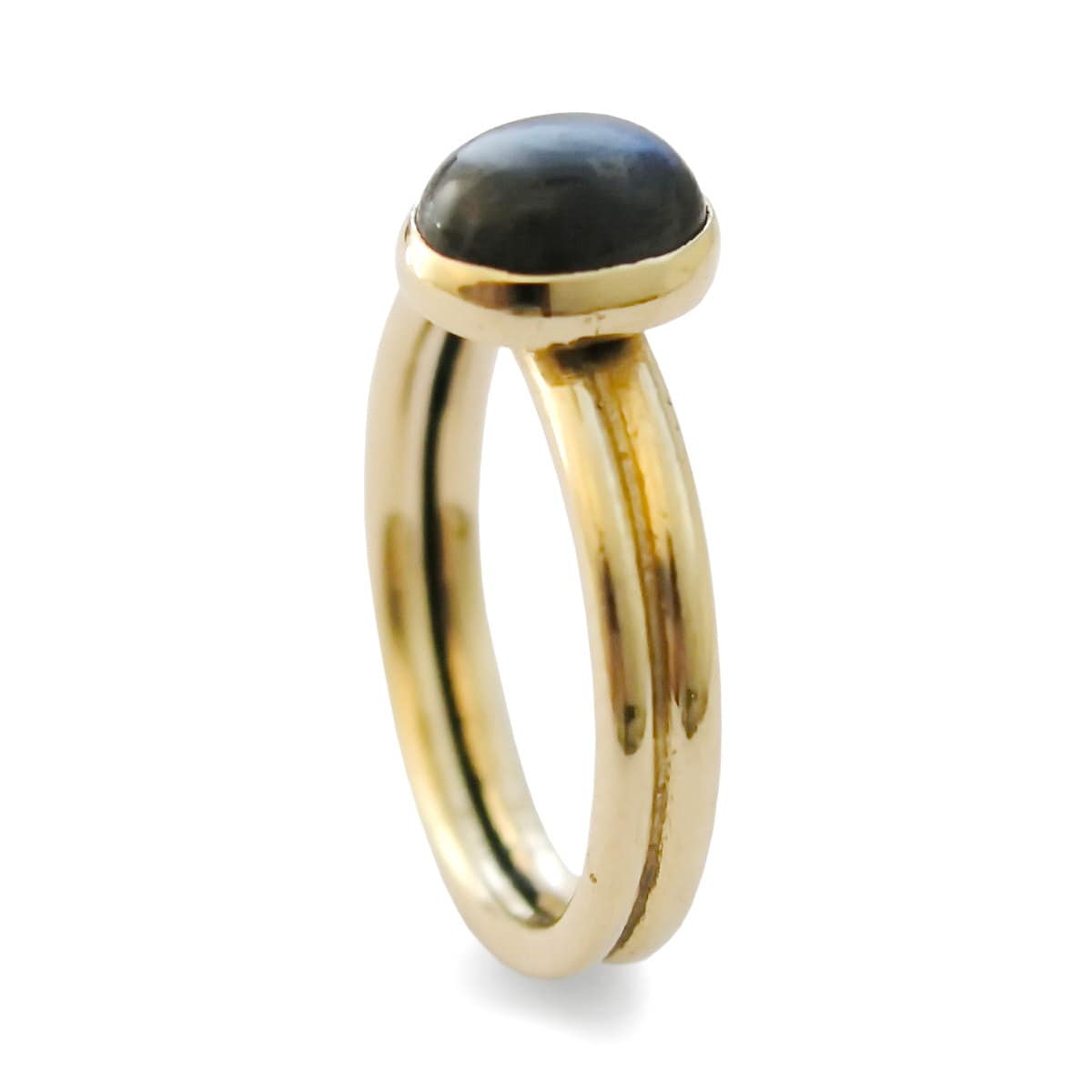 Modern Gold ring with Oval Labradorite | Etsy