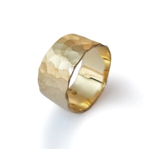 Hammered Gold Wide Wedding Band - Etsy