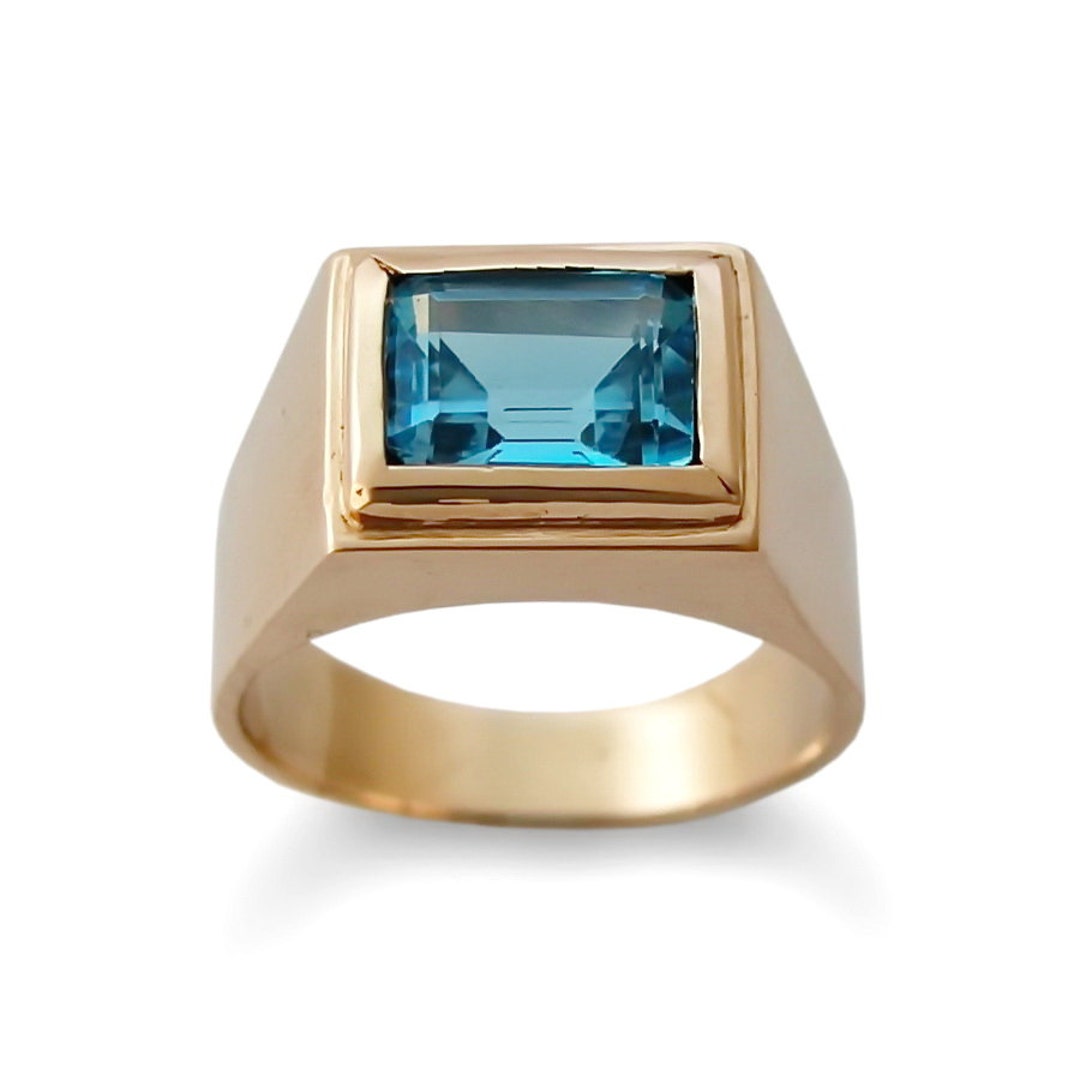 Square Rose Gold and Blue Topaz Ring - Etsy