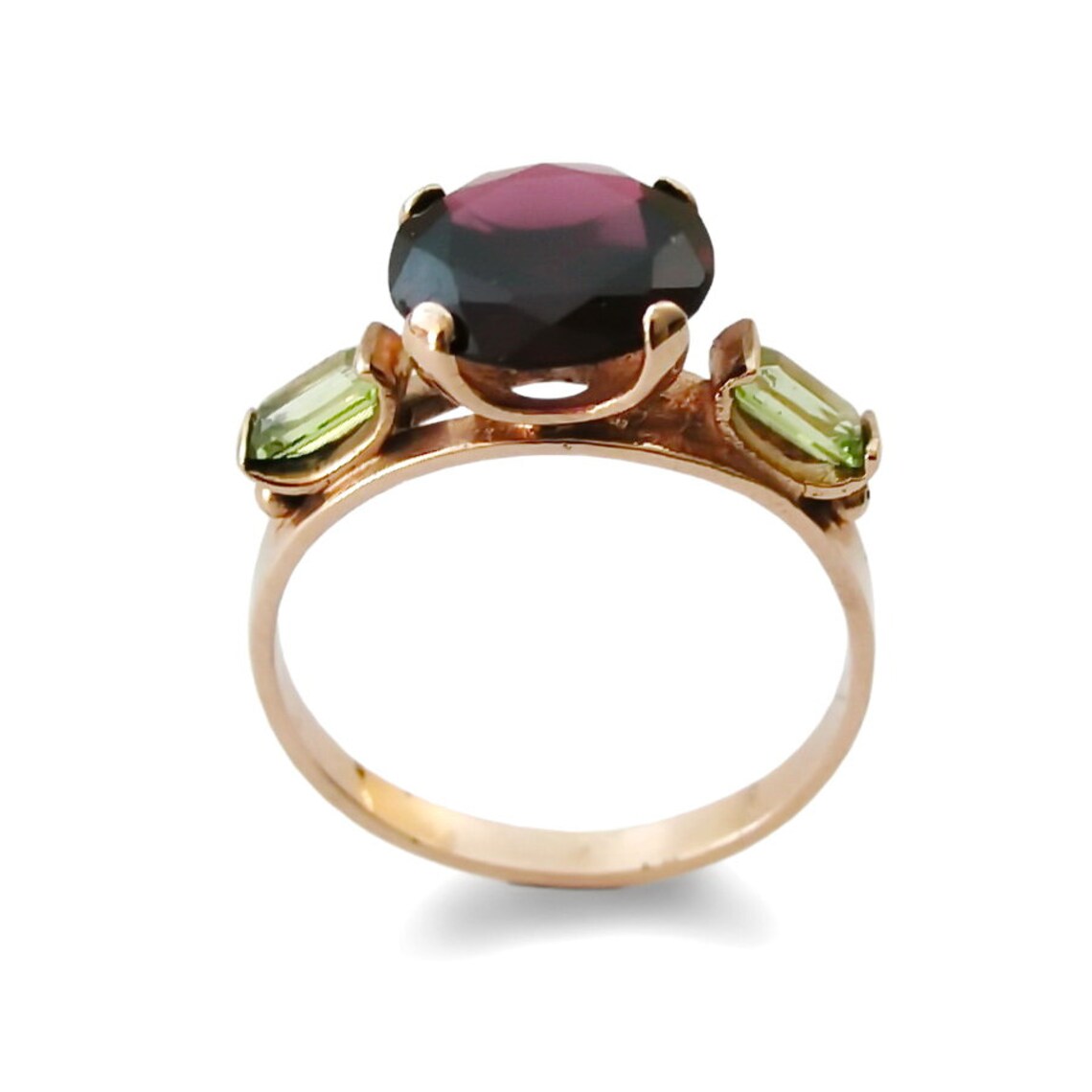Garnet and Peridot Statement Ring - Etsy