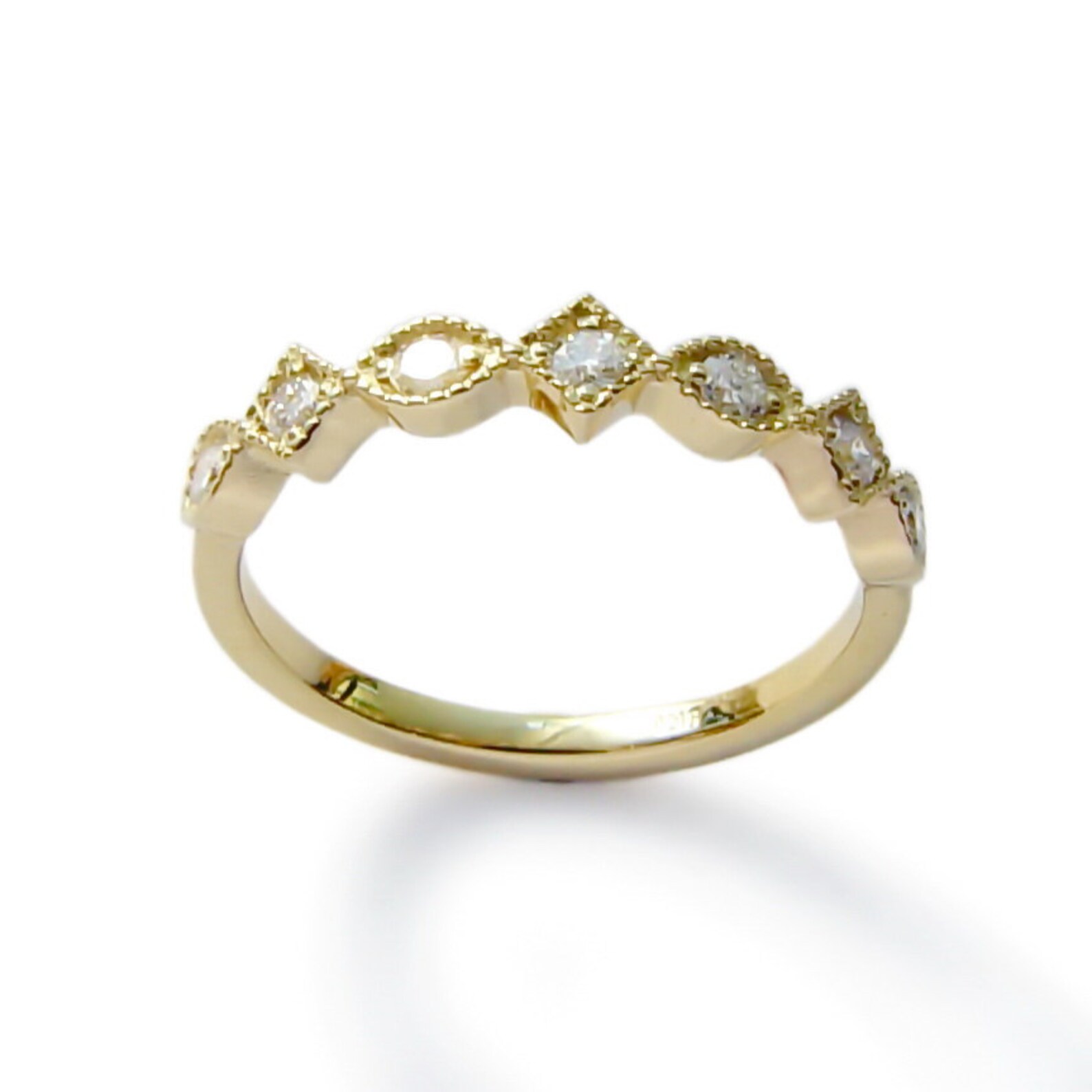 Gold and Diamonds Dainty Ring - Etsy