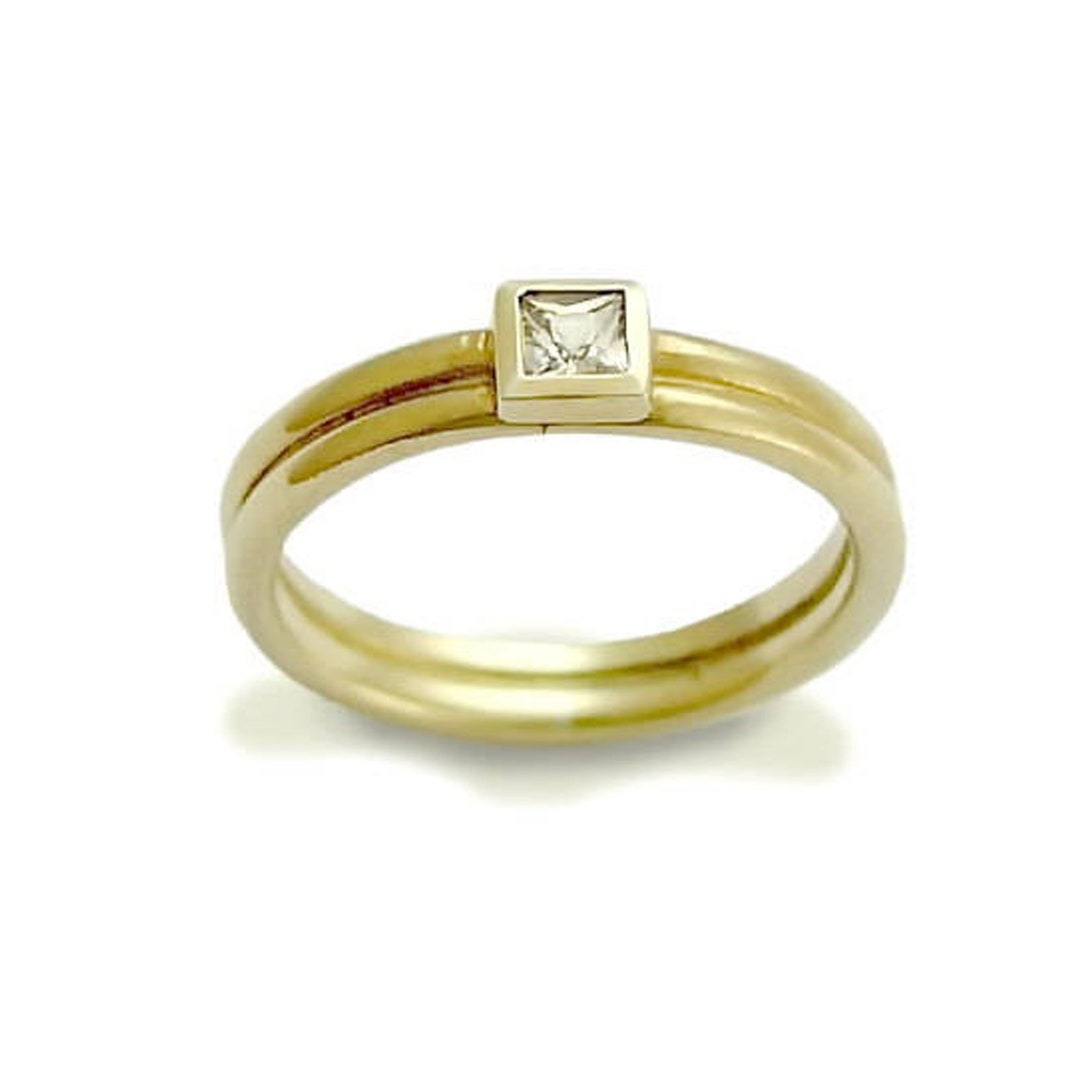 Square Diamond Engagement Ring - Etsy