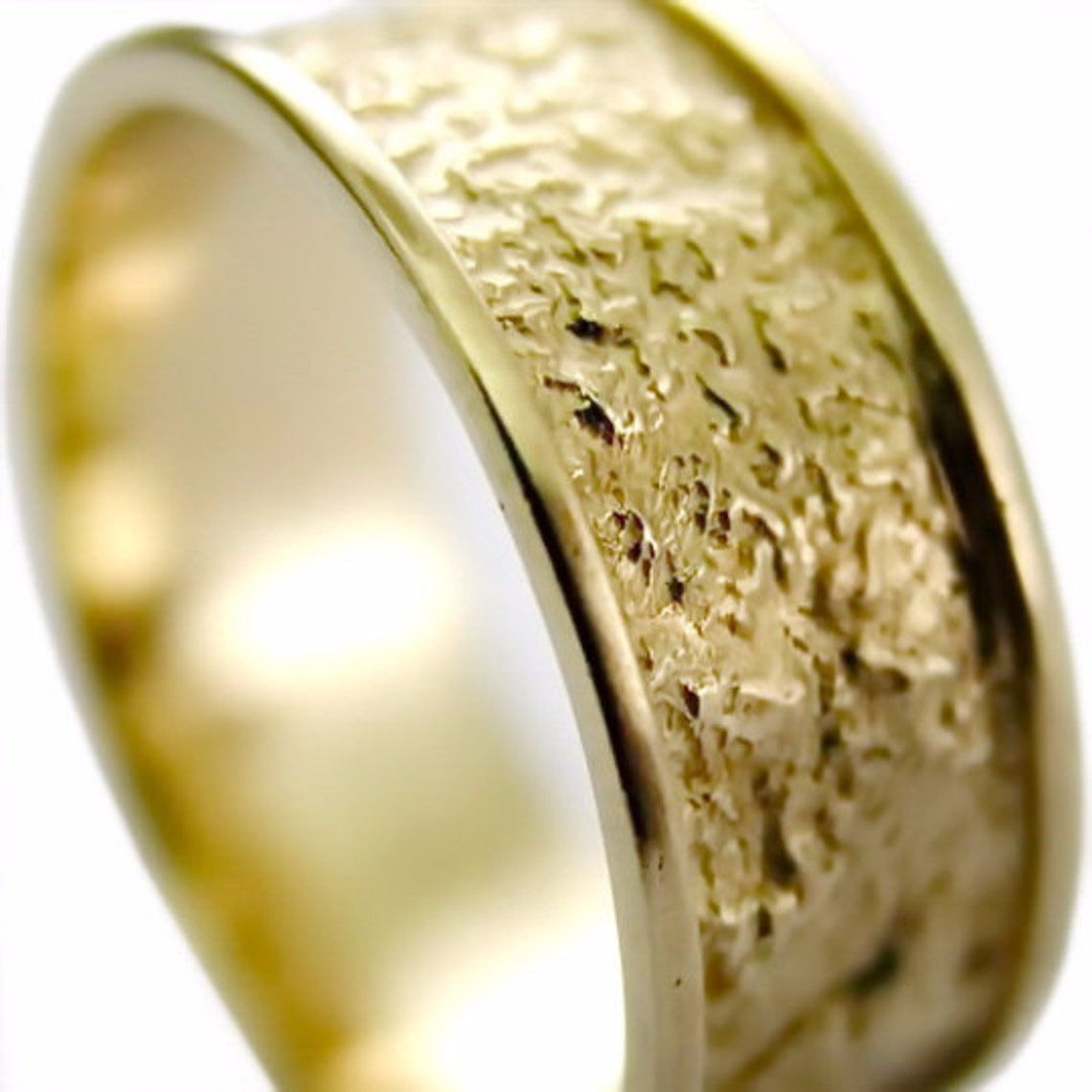 Wide Textured Wedding Ring - Etsy
