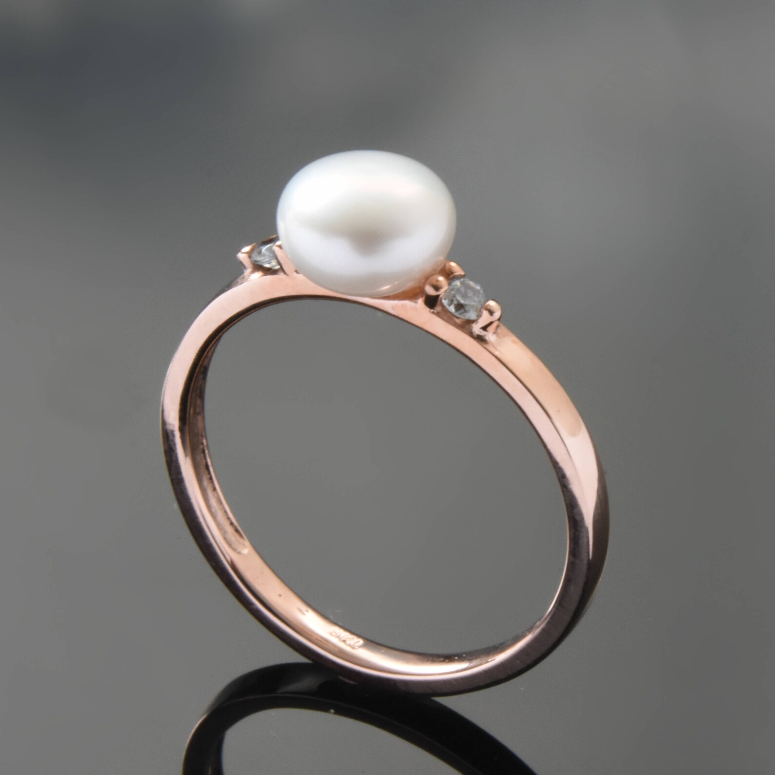 Large Pearl and Diamonds Engagement Ring | Etsy