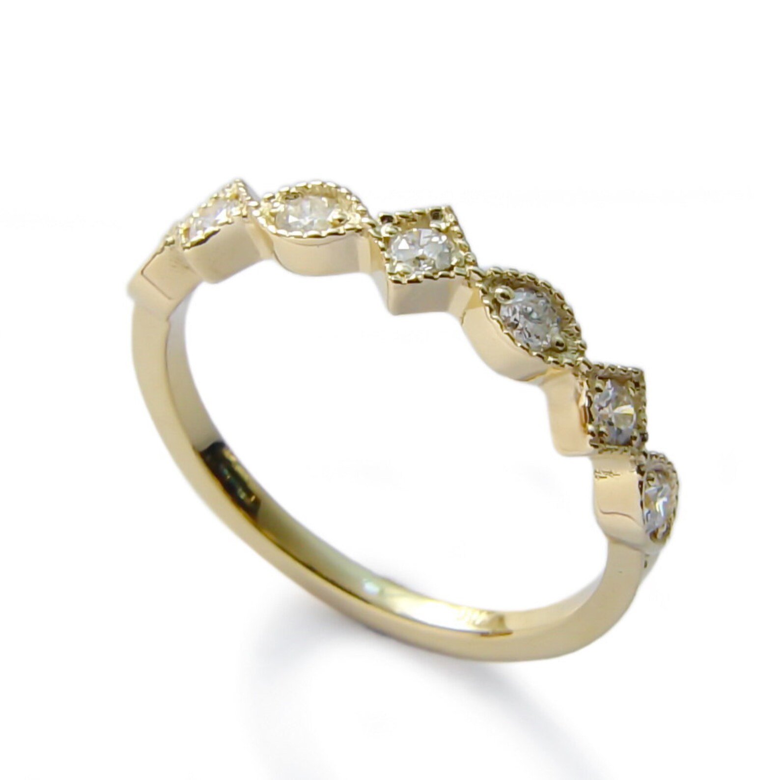 Gold and Diamonds Dainty Ring - Etsy