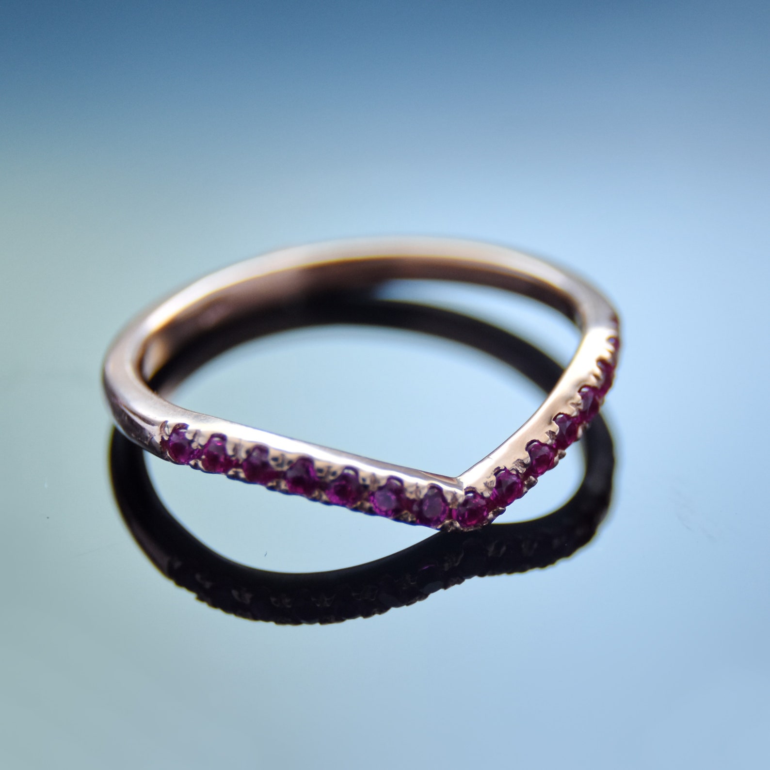 Gold V Ring With Red Ruby - Etsy